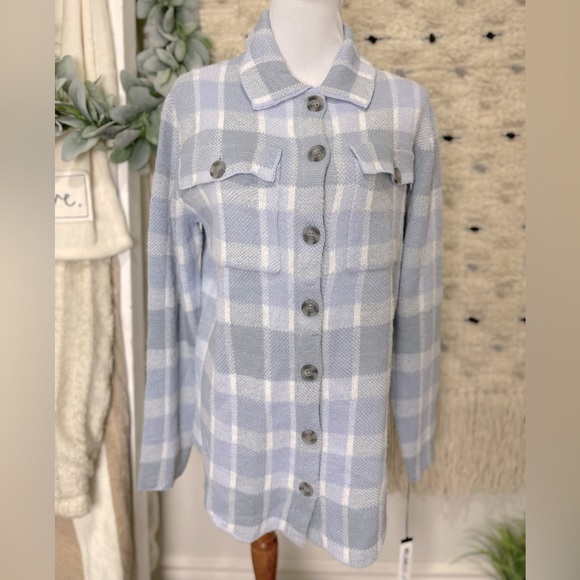 William Rast | Sweaters | Nwt William Rast Blue Plaid Shacket Size S ...